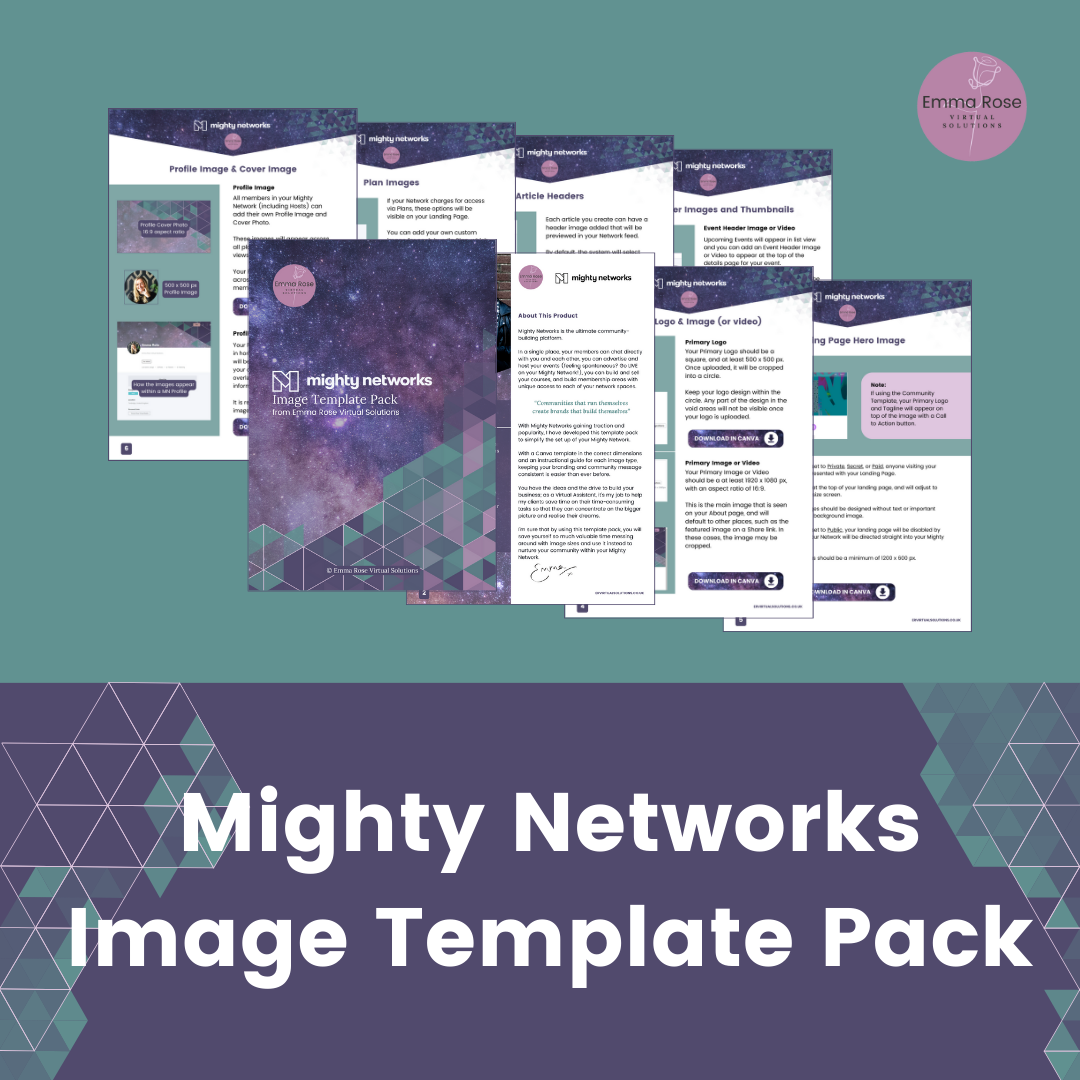 Mighty Networks Image Template Pack | Emma Rose Virtual Solutions